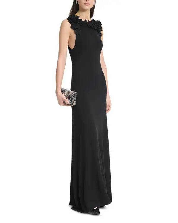 Altuzarra Woolfe Gown With Floral Embellishments - Black