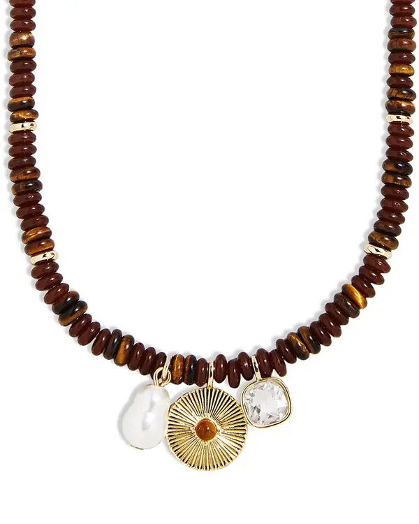 Baublebar Malia Multi Charm Beaded Pendant Necklace - Brown