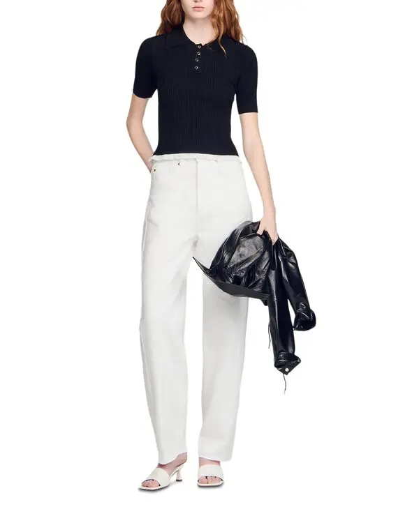 Sandro Knit Polo - Black