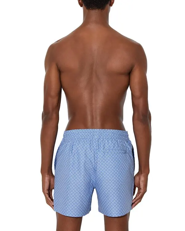 REISS Drawstring Geo Print Swimsuit - Blue