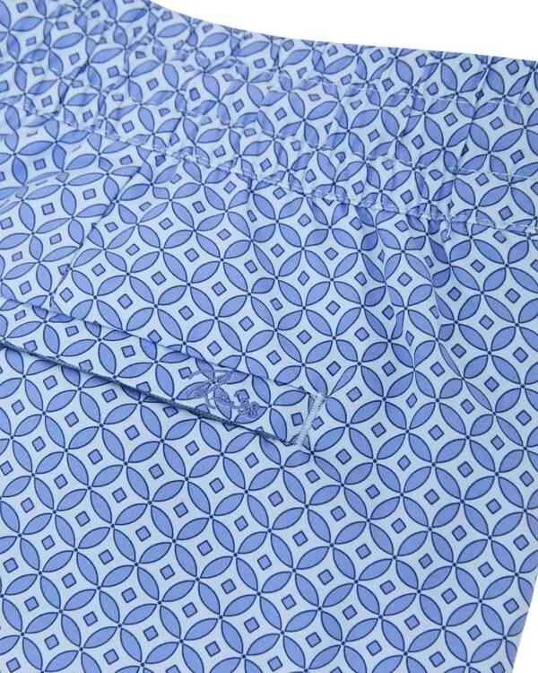 REISS Drawstring Geo Print Swimsuit - Blue