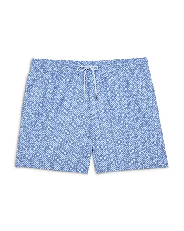 REISS Drawstring Geo Print Swimsuit - Blue