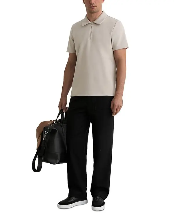 REISS Interlock Half Zip Polo Shirt - Stone