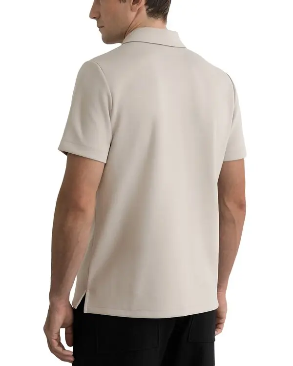 REISS Interlock Half Zip Polo Shirt - Stone