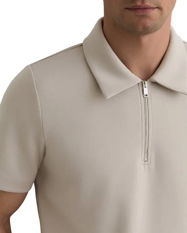 REISS Interlock Half Zip Polo Shirt - Stone