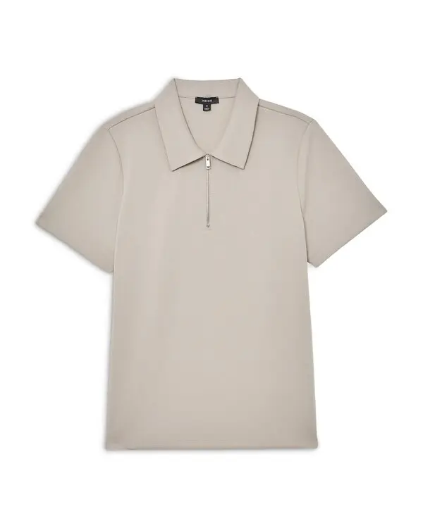 REISS Interlock Half Zip Polo Shirt - Stone