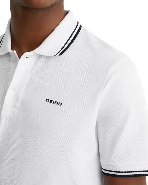 REISS Short Sleeve Pique Logo Polo Shirt