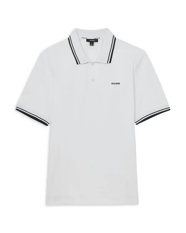 REISS Short Sleeve Pique Logo Polo Shirt