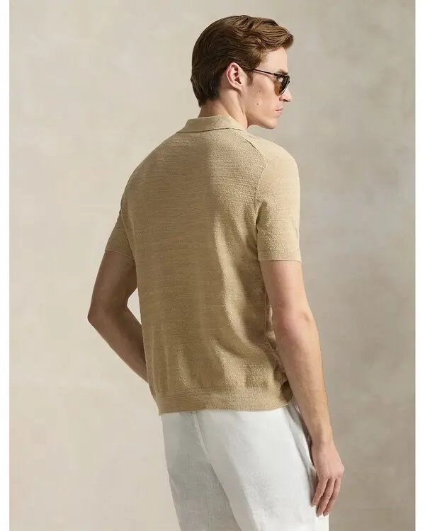 Polo Ralph Lauren Textured Cotton Linen Short-sleeve Sweater - Tan/white