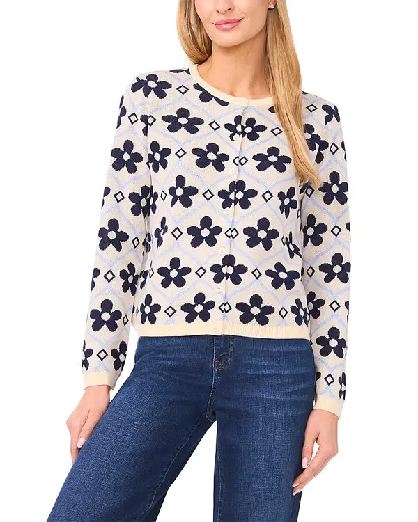 CECE DUPRAZ Floral Jacquard Cardigan