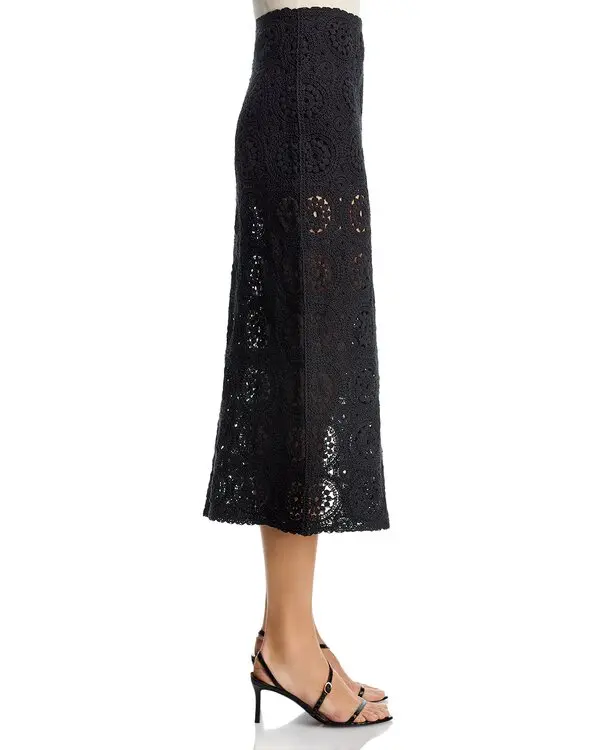 FRAME Crochet Midi Skirt