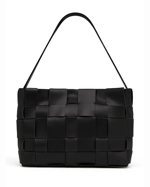 ST. AGNI Mini Woven Leather Tote - Black