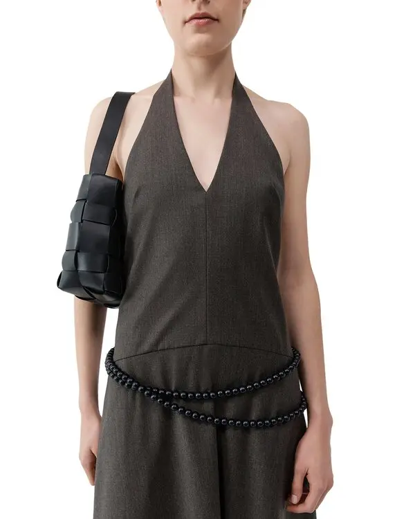 ST. AGNI Mini Woven Leather Tote - Black