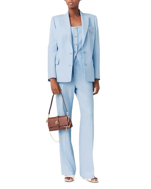 Maje Vigalue Double Breasted Suit Jacket - Blue Sky
