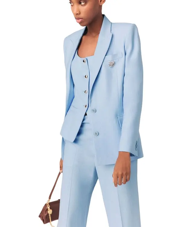 Maje Vigalue Double Breasted Suit Jacket - Blue Sky