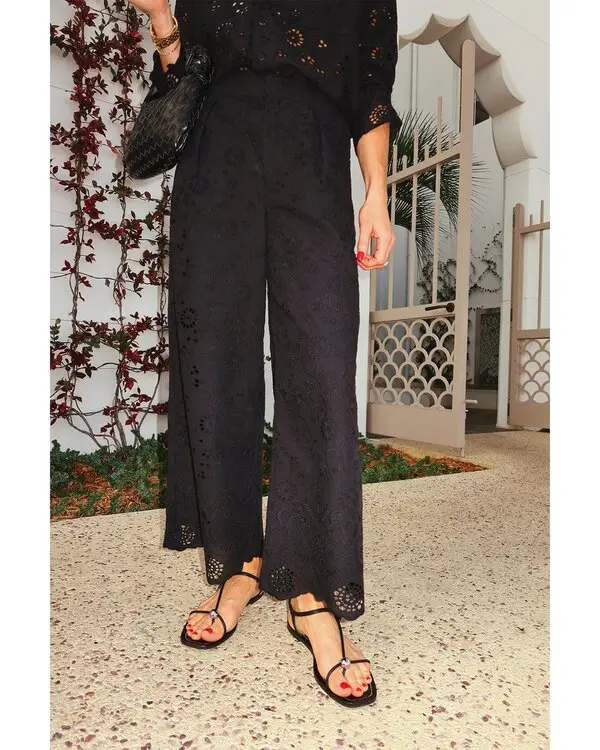 Splendid Eyelet Cropped Pants - Black