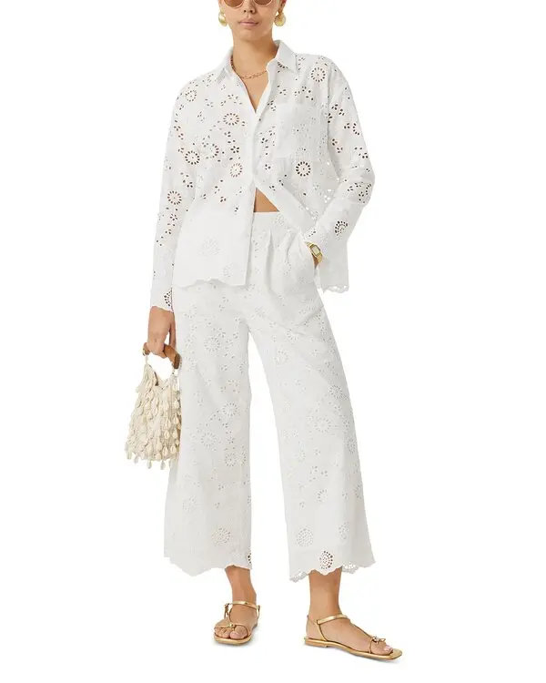 Splendid Eyelet Cropped Pants - White