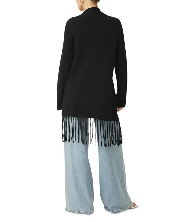 Splendid X Spl X Cj Fringe Open Front Cardigan Sweater - Black
