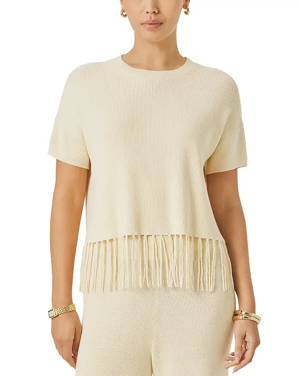 Splendid Short Sleeve Fringe Sweater - Daybreak