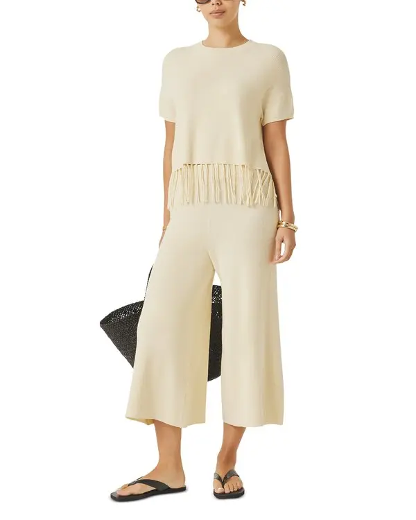 Splendid Short Sleeve Fringe Sweater - Daybreak