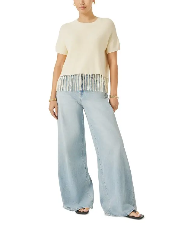 Splendid Short Sleeve Fringe Sweater - Daybreak