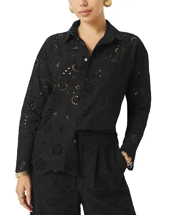 Splendid X @cellajaneblog Eyelet Button Front Shirt - Black
