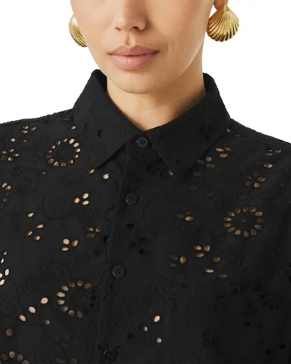 Splendid X @cellajaneblog Eyelet Button Front Shirt - Black