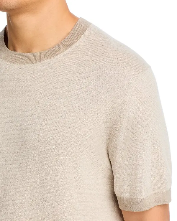 Theory Short Sleeve Silk Linen Crewneck Sweater - Silver Cloud