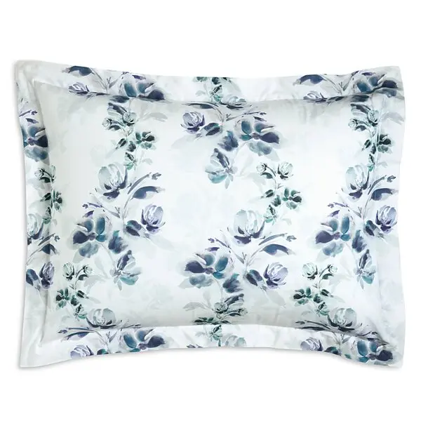 SFERRA Rosa Watercolor Floral Sham, King Exclusive - Navy