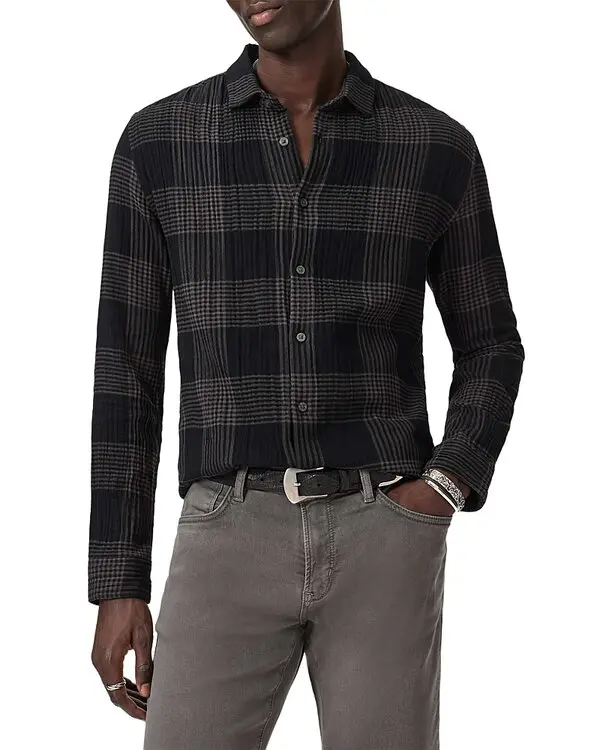 John Varvatos Luca Long Sleeve Button Placket Regular Fit Shirt - Black