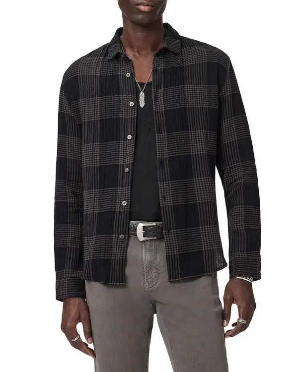 John Varvatos Luca Long Sleeve Button Placket Regular Fit Shirt - Black