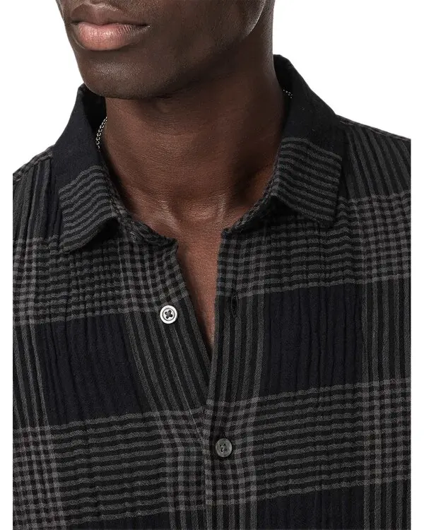 John Varvatos Luca Long Sleeve Button Placket Regular Fit Shirt - Black