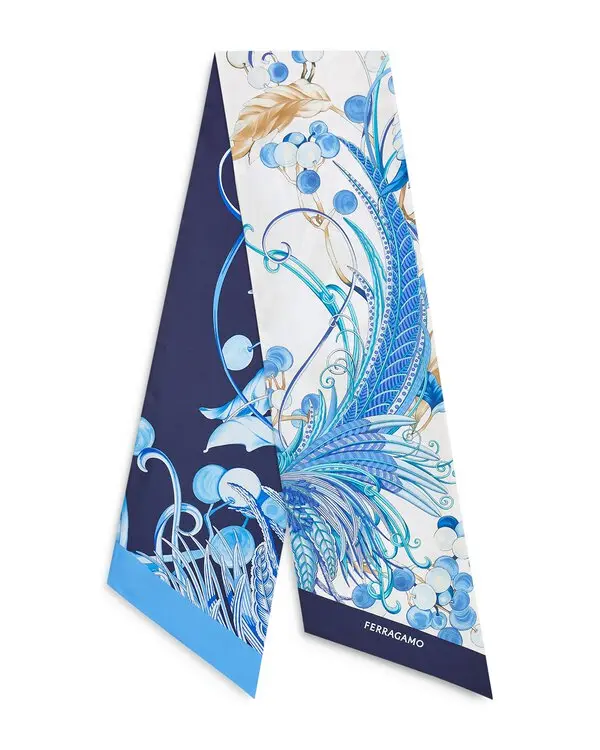 FERRAGAMO Avorio Silk Scarf - Navy