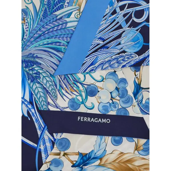 FERRAGAMO Avorio Silk Scarf - Navy