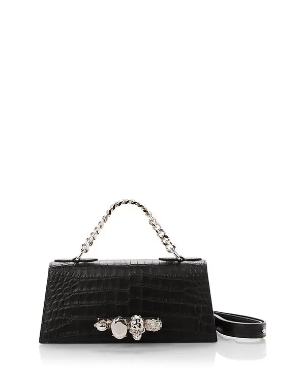 Alexander McQueen Small Croc-embossed Leather Handbag