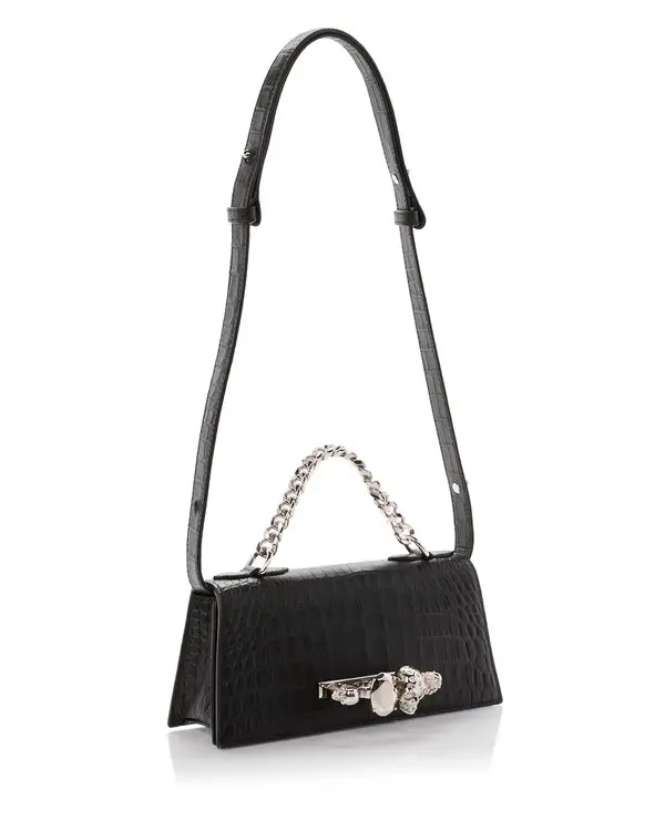 Alexander McQueen Small Croc-embossed Leather Handbag