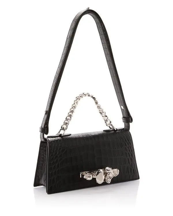 Alexander McQueen Small Croc-embossed Leather Handbag