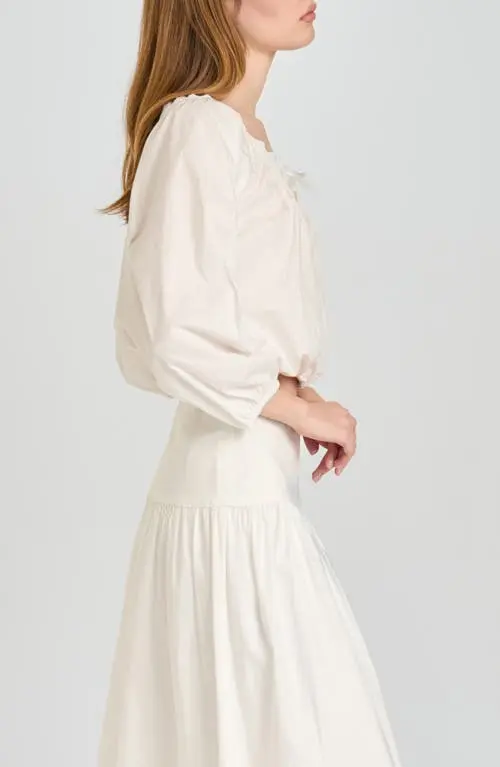 WAYF Lace Trimmed Cotton Top - Ivory