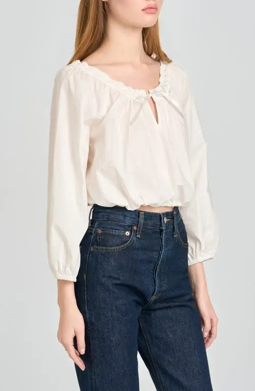 WAYF Lace Trimmed Cotton Top - Ivory