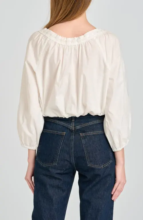 WAYF Lace Trimmed Cotton Top - Ivory