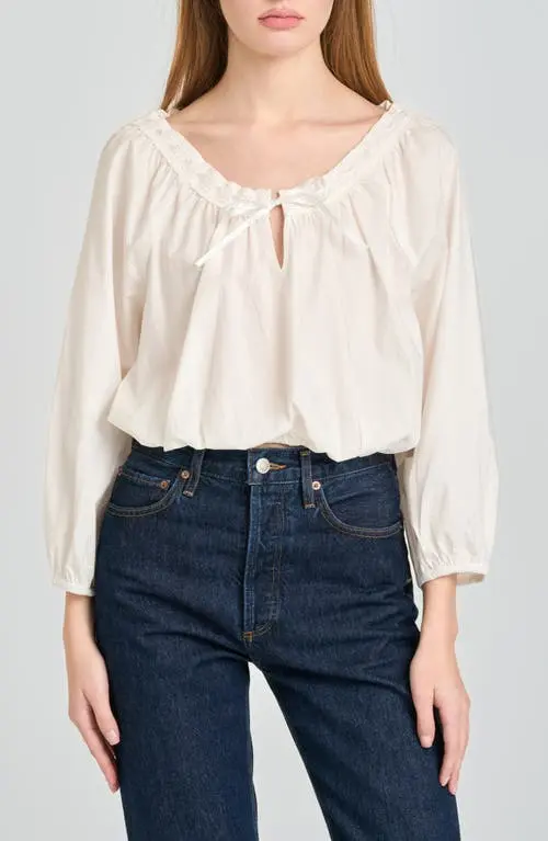 WAYF Lace Trimmed Cotton Top - Ivory
