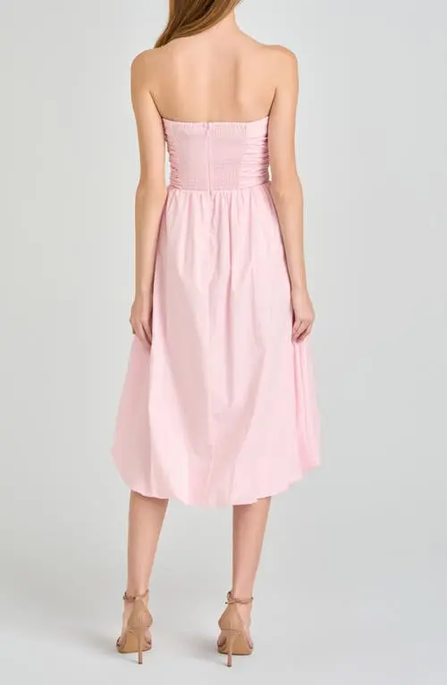 WAYF Katherine Bubble Hem Stretch Cotton Midi Dress - Light Pink