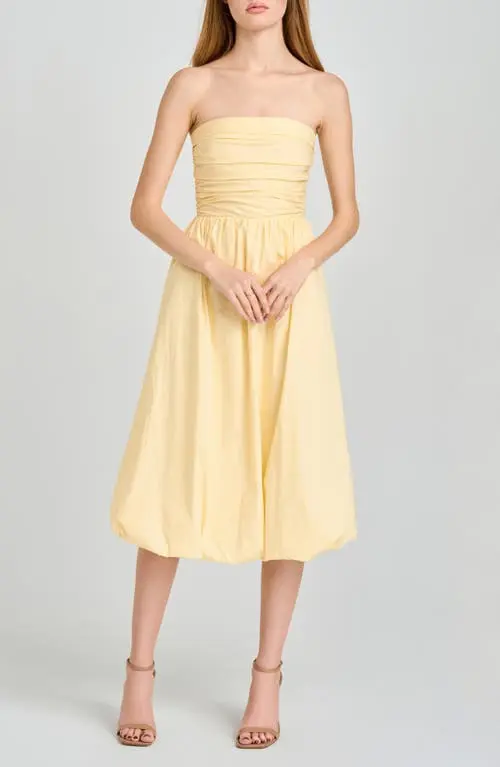 WAYF Katherine Bubble Hem Stretch Cotton Midi Dress - Yellow