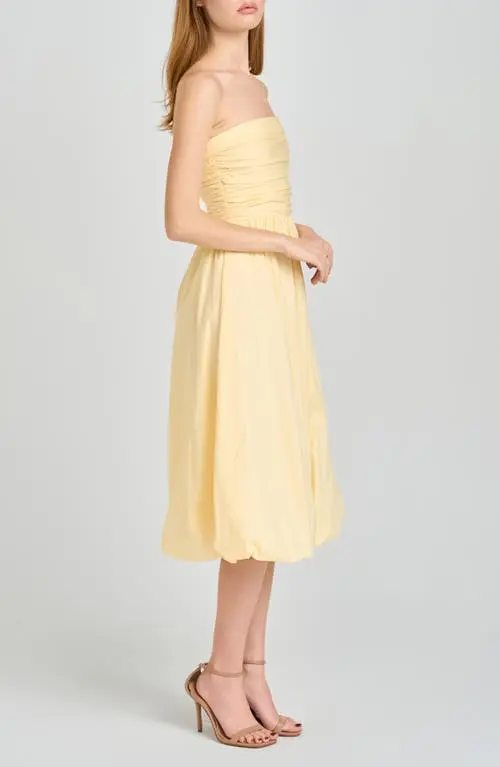 WAYF Katherine Bubble Hem Stretch Cotton Midi Dress - Yellow