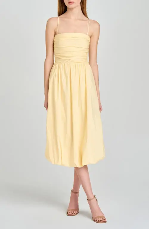 WAYF Katherine Bubble Hem Stretch Cotton Midi Dress - Yellow