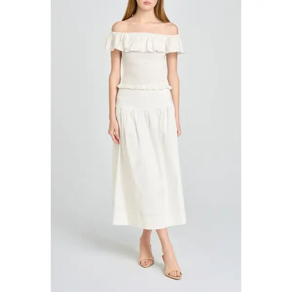 WAYF Stretch Cotton Midi Skirt