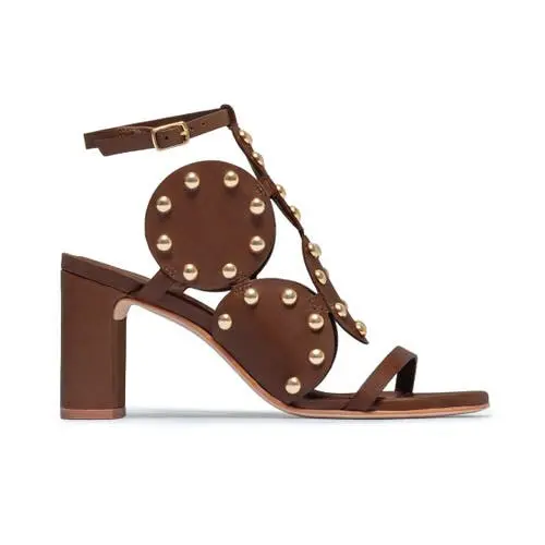 Bernardo Studded Heeled Sandal - Saddle