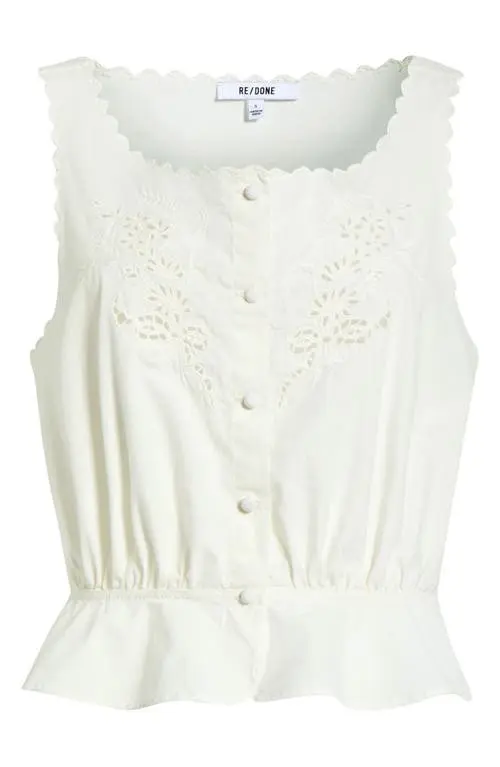 RE/DONE Jerry Eyelet Tank - Vintagewhite