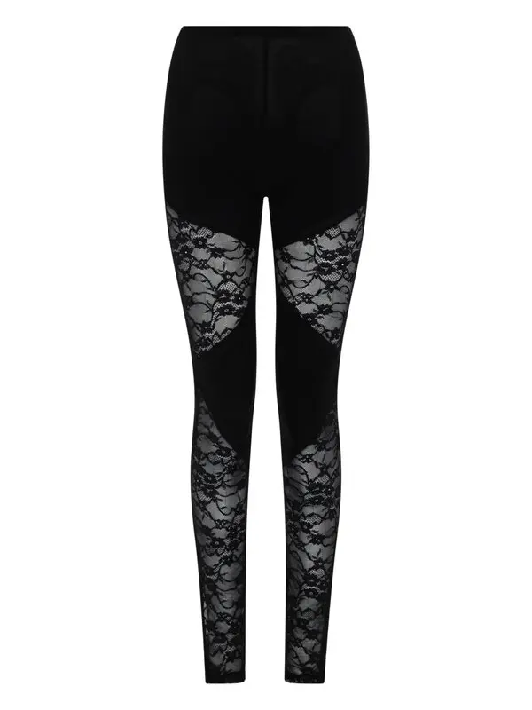 Nina Ricci Patchwork Leggings With Lace Inserts - Black