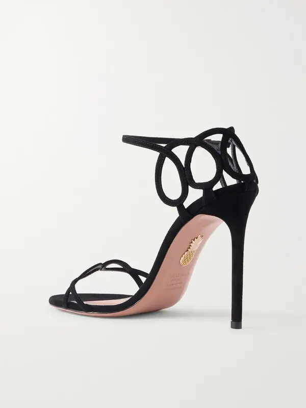 AQUAZZURA Hula 105 Suede Sandals - Black